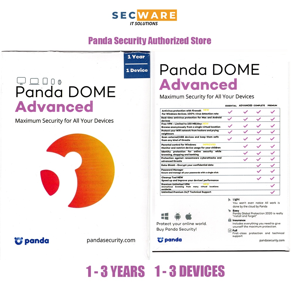 Panda DOME Advanced 1-3 Years 1-3 Devices For Windows Mac Android ...