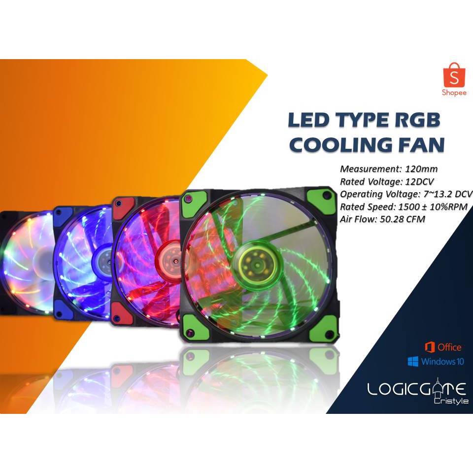 RGB LED Cooling Fan 12cm PC Case Cooler | Shopee Philippines
