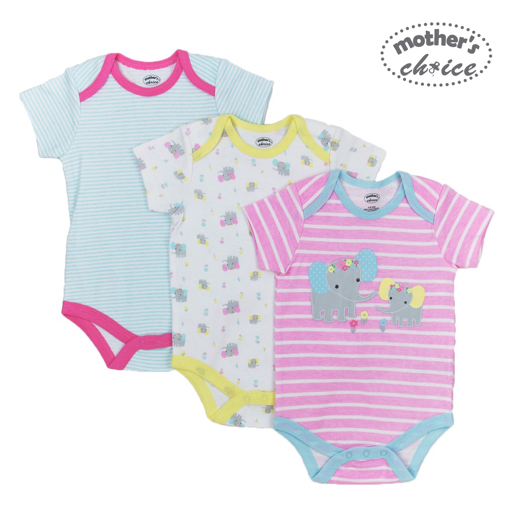 Mother's Choice 3 Pack Short Sleeves Onesie (Elephant/It2345) | Shopee ...