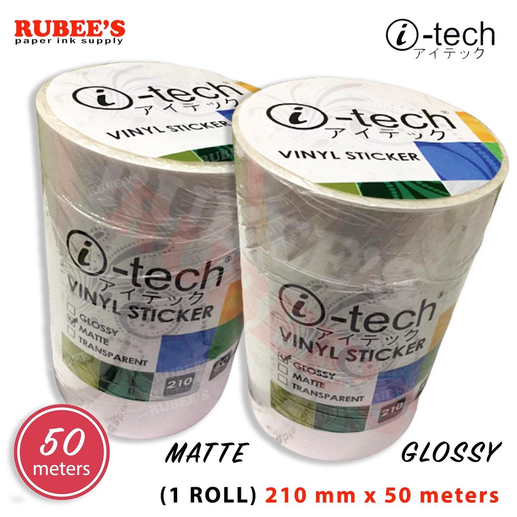 I-TECH ROLL Vinyl Sticker Waterproof Matte/Glossy (210 mm x 50 meters ...