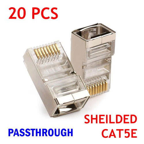 20pcs CAT5E Shielded RJ45 Modular Ethernet Plug Connectors 8P8C End ...