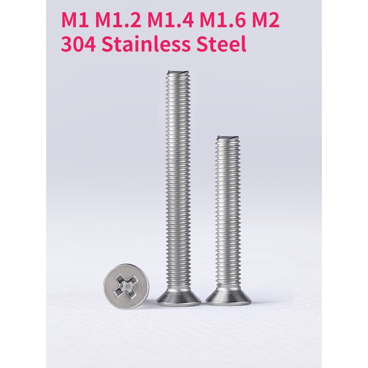 M1 M1.2 M1.4 M1.6 M2 304 Stainless Steel Cross Countersunk Head Screws ...