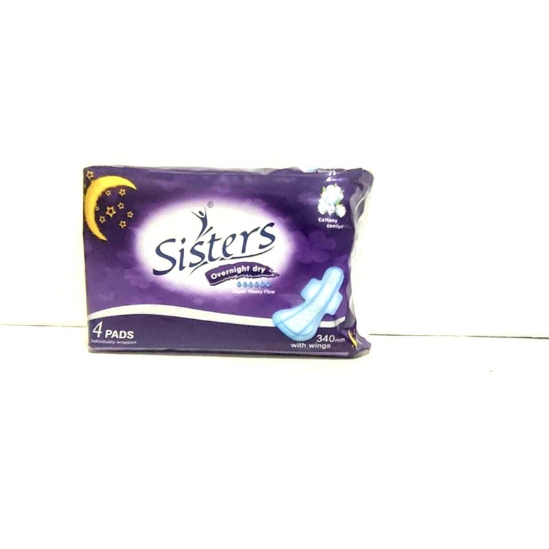 Sisters Sanitary Napkin Overnight Dry Super Heavy Flow With Wings 340mm ...