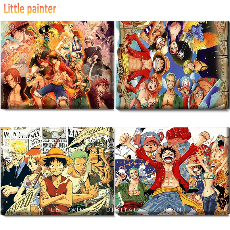 Little painter【40*50cm】One Piece/ Cartoon anime/Luffy/Cat/Paint by ...