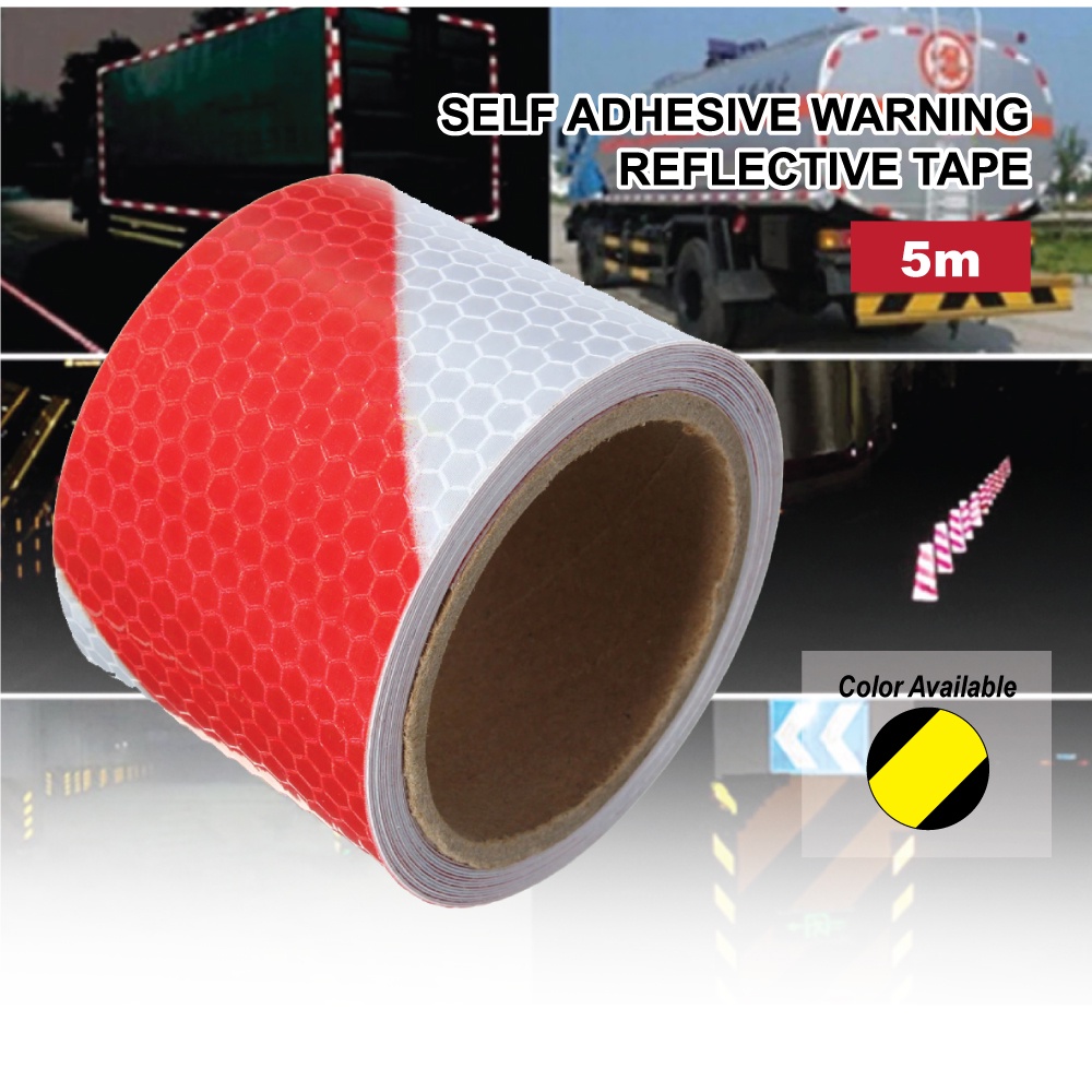 Safety Reflective Tape 5m Self Adhesive Floor Marking Tape Black/Yellow ...