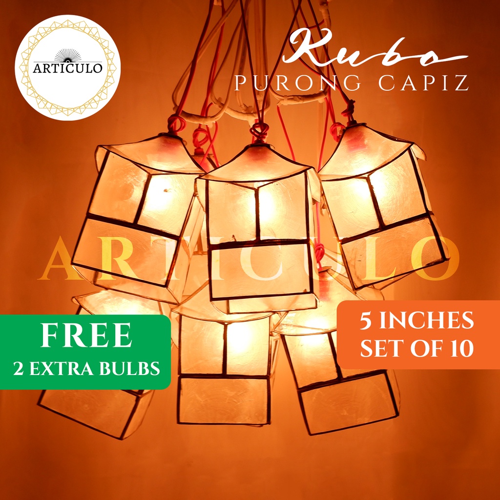 ARTICULO capiz light: 4inch KUBO ( authentic capiz hut WITH LIGHTS in ...