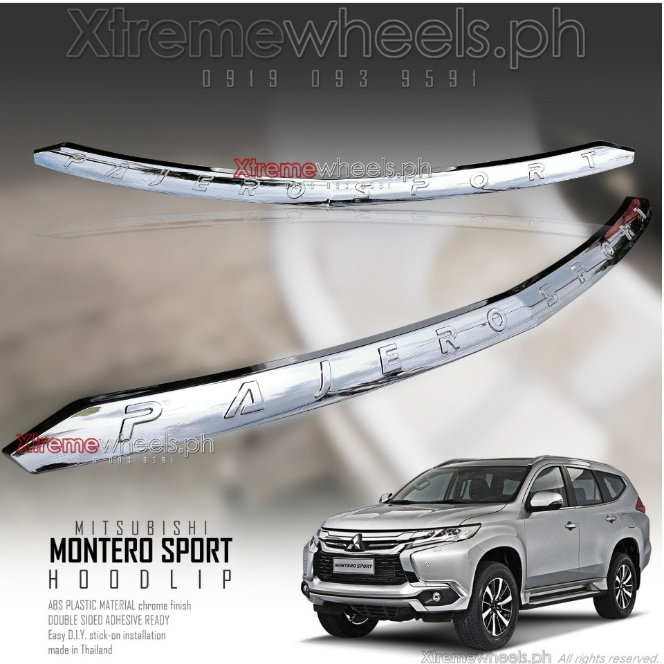 Montero 2016 - 2019 Hood Lip / Hood accessories with Pajero Emblem ...