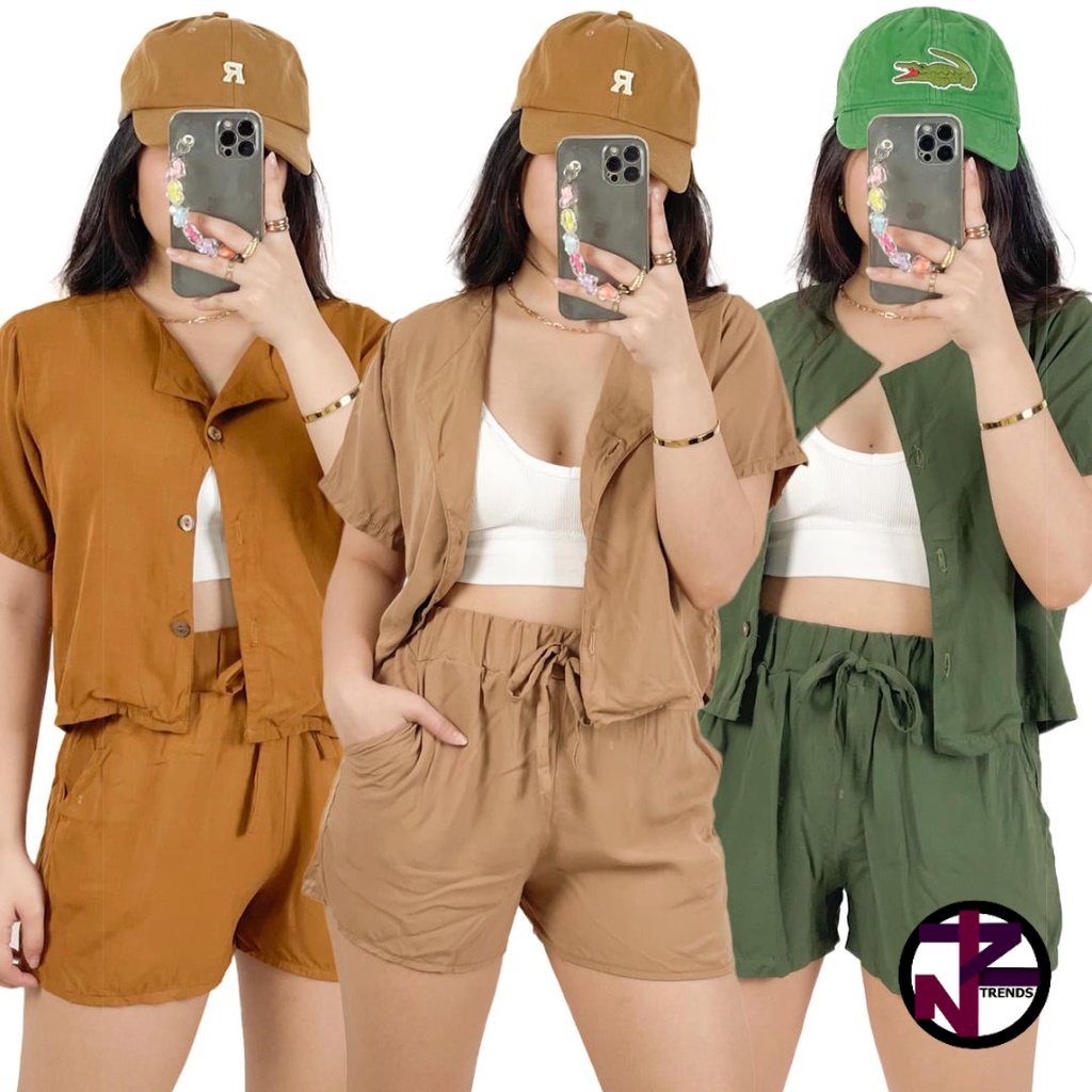 NZT Button-Up Shortsleeves Top and Shorts Terno Coordinates Set Sienna ...