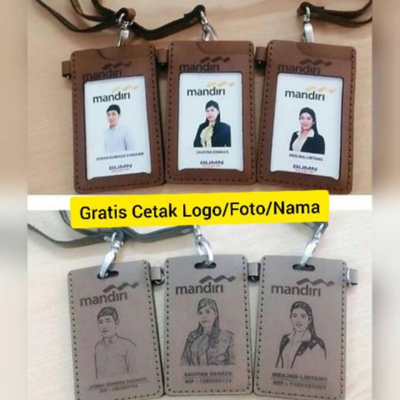 Mandiri ID Card ID Card/Genuine Leather Card holder/Leather Name tag ...