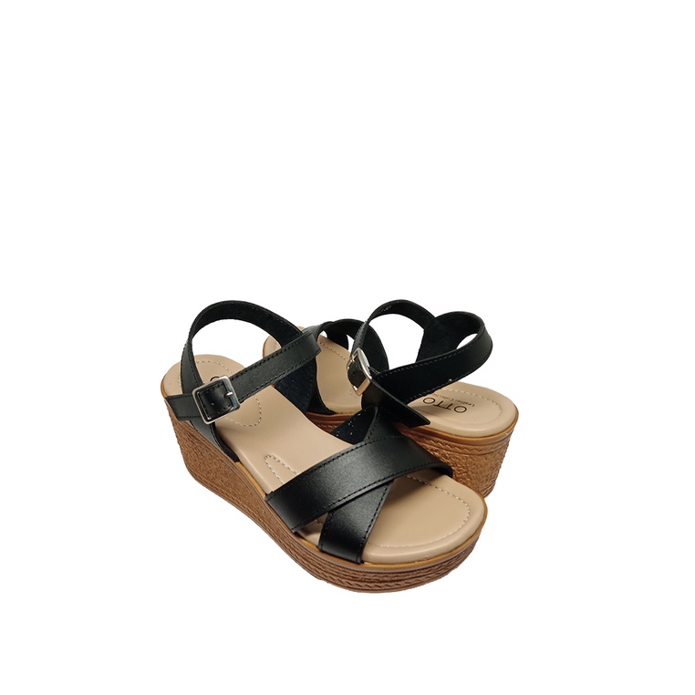 Otto 20700403 Women's Cross Strap Wedge Sandals in Black | Shopee ...