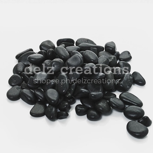 black polished pebbles landscaping gardening aquarium 500g | Shopee ...