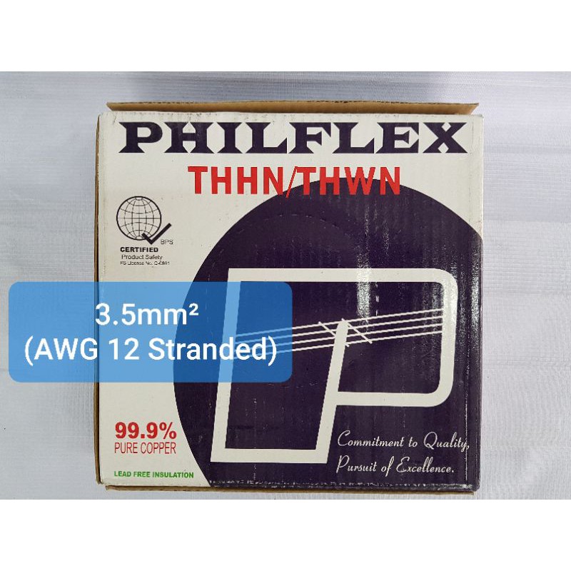 Philflex THHN THWN 3.5 mm² AWG 12 Stranded 12/7 Per Box | Shopee ...