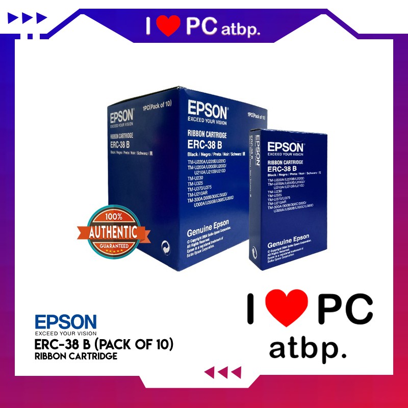 Original Epson ERC-38 B Ribbon Cartridge (Pack of 10, Genuine ...