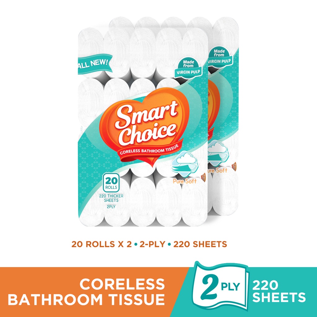 SMART CHOICE CORELESS BT 2PLY 20s x 2 PACKS | Shopee Philippines
