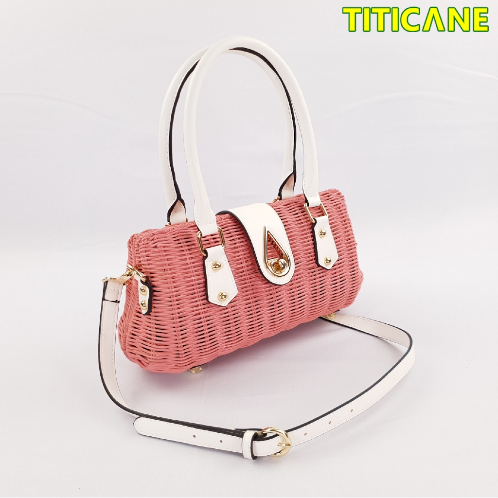 TITICANE Pink Lily Handicraft Bag [ Rattan / Rotan ] | Shopee Philippines