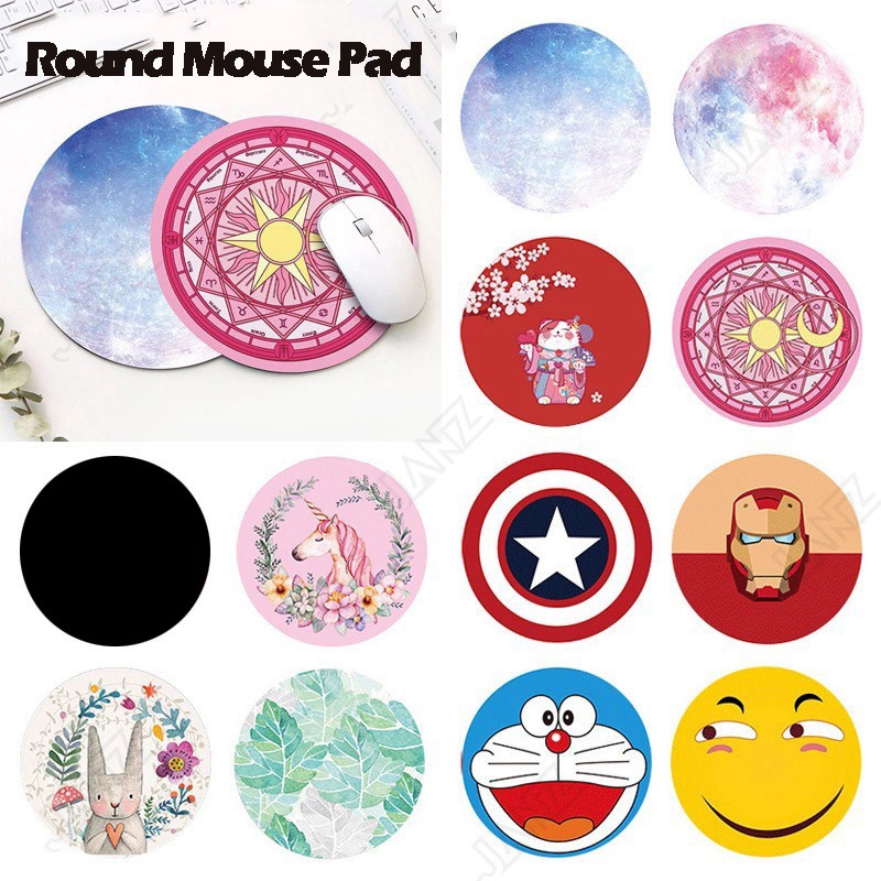 Art Print Mouse Pad Cute Pattern Desk Mice Pad Anti-Slip Round ...