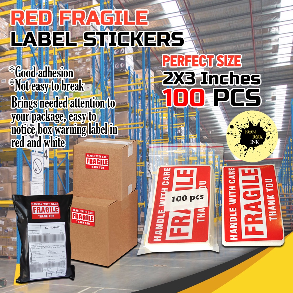 Fragile Stickers Warning Label for Parcels and Boxes Handle with Care ...