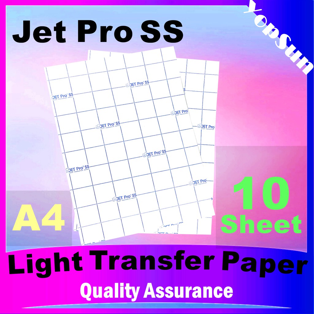 Jet Pro Us Light Transfer Paper A4 For T-shirt (10 PCS) | Shopee ...