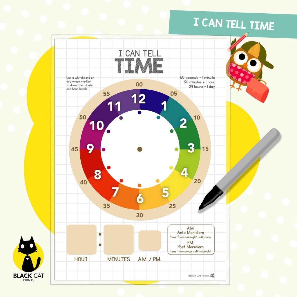 Clock I Can Tell Time Activity Sheet (Reusable / High Quality Prints ...