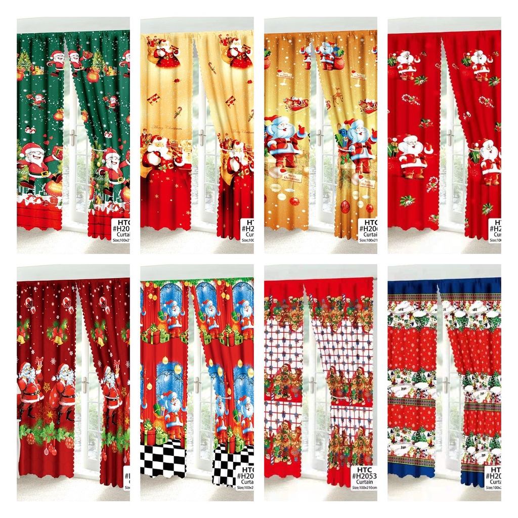 Christmas Tree Style 5D Curtains Sales Home Decor Red Green Curtain ...