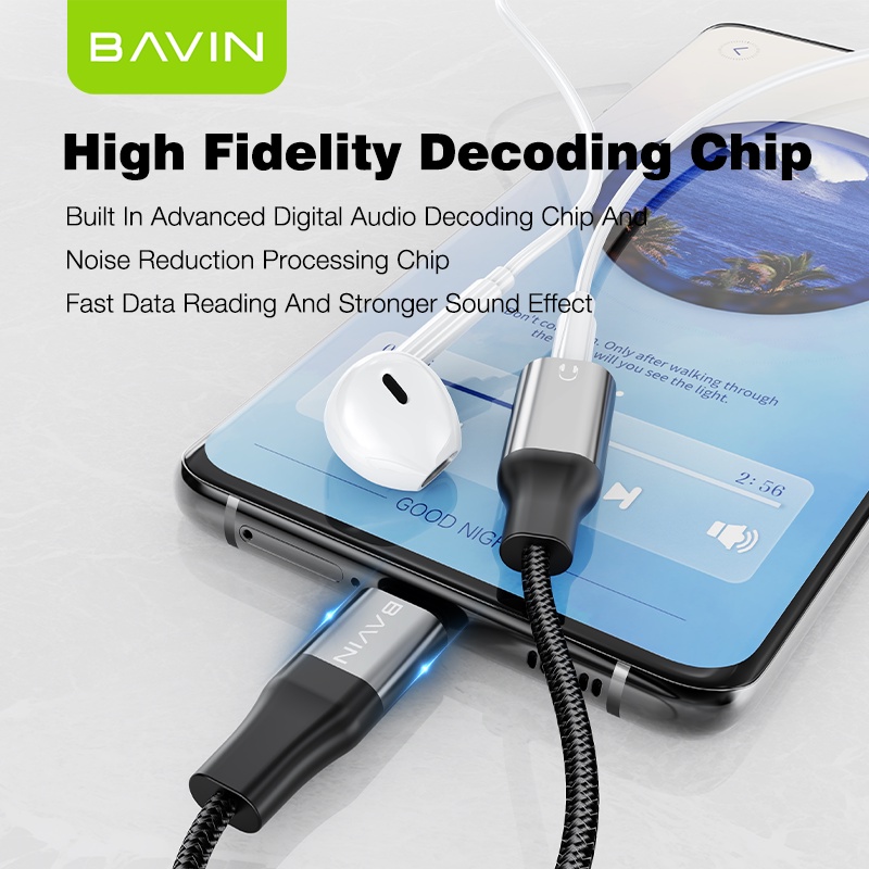 BAVIN AUX30 Earphone Headphone Adapter w/ Female Type-C to 3.5mm USB ...