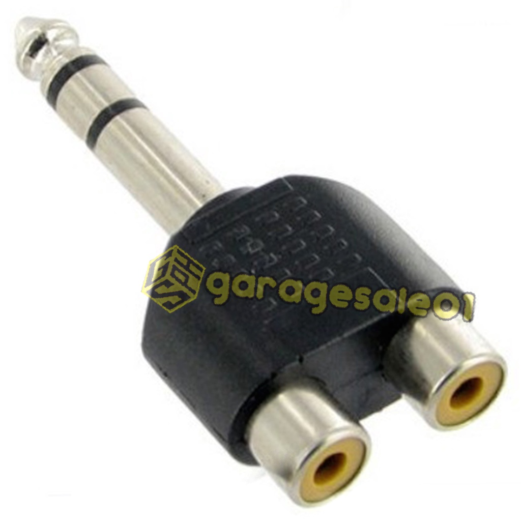 Dual Female Stereo RCA Jack to Stereo Male PL Plug Converter Connector ...