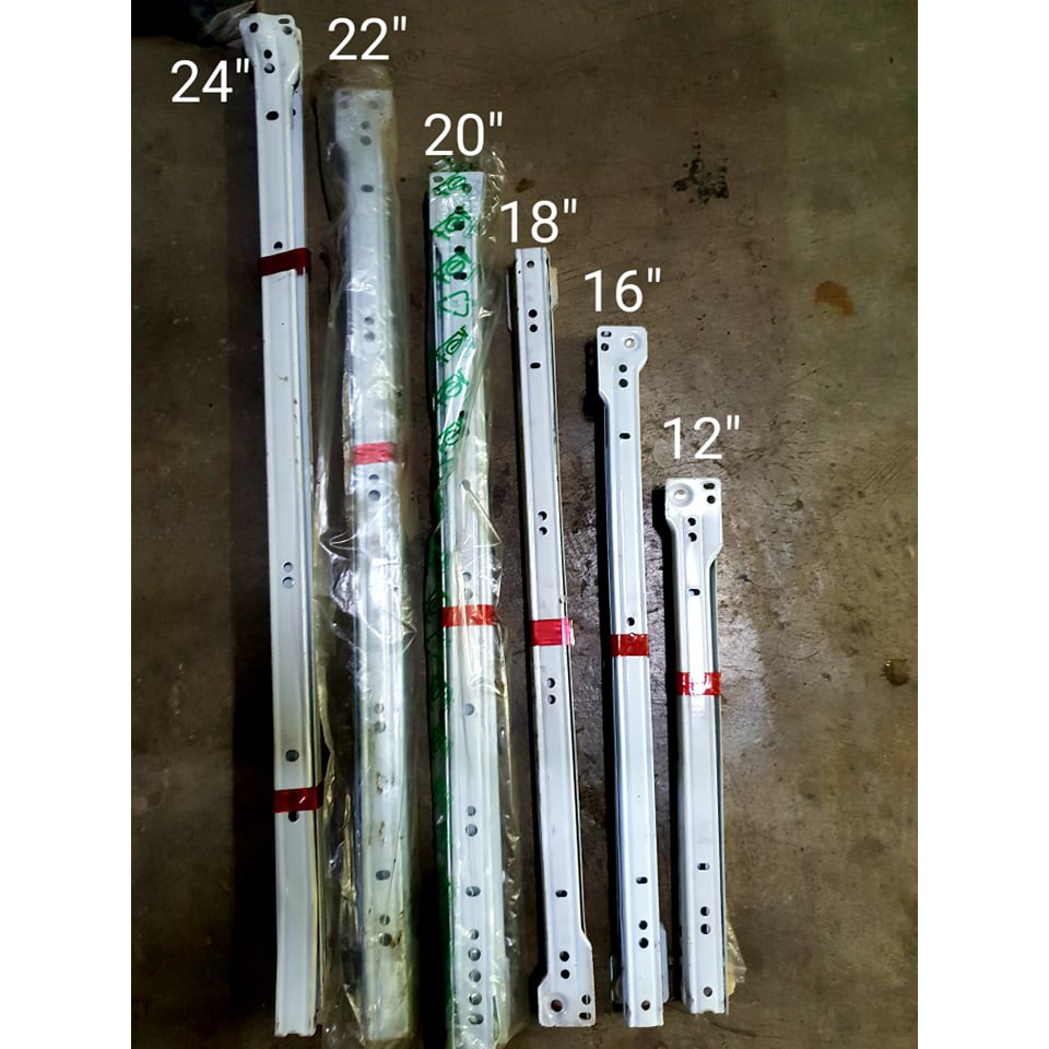 Drawer Guide PAIR/SET Roller type 12" 16" 18" 20" 22" 24" (no brand ...