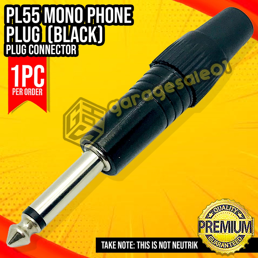 PL55 Mono Plug Microphone Plug Black Heavy Duty | Shopee Philippines