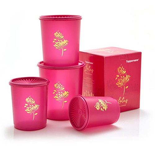 Tupperware DECO LOTUS CANISTER Air Resister TOPLES SET CANISTER SEAL ...