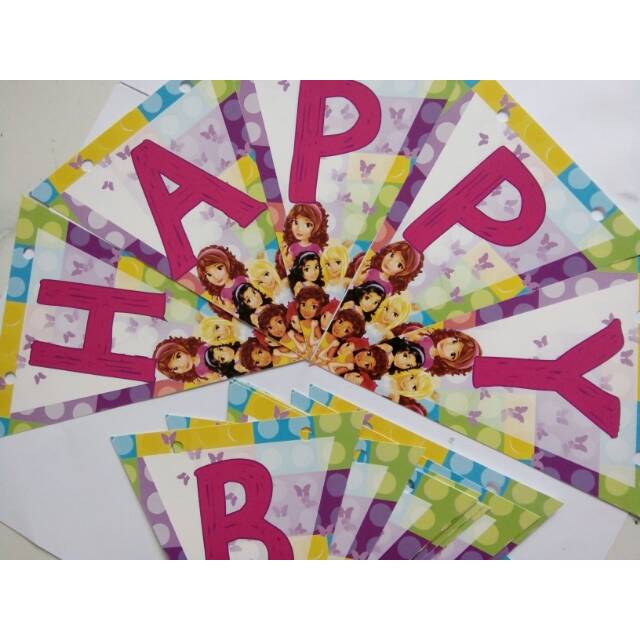 Bunting flag birthday flag Happy birthday Lego Friends Theme | Shopee ...