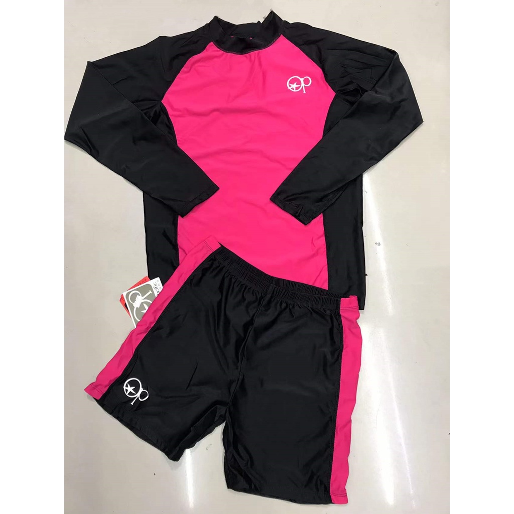 Women's OP long sleeves rush guard stretchable swimsuit | Shopee ...