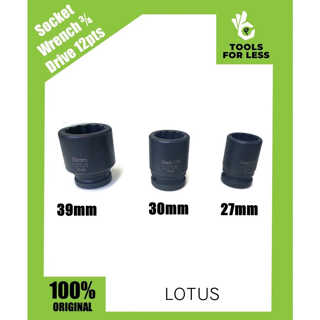 Lotus 3/4" Dr Impact Socket Wrench 12pts. (Size: 27, 30 & 39mm ...