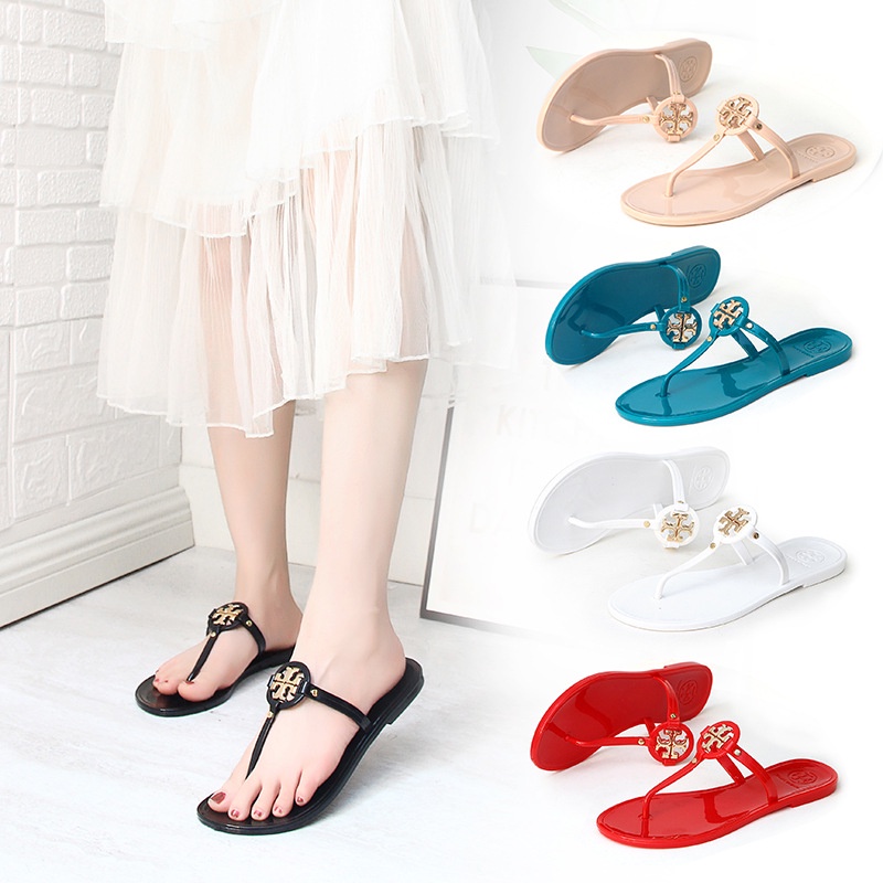 2022 New Style Slippers Ladies Summer TB Flip Flops PVC Flat Jelly ...