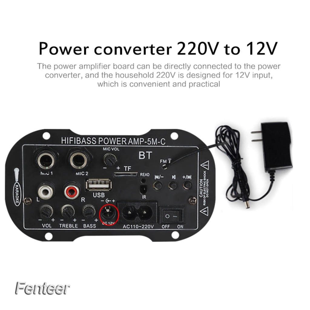 [ 5" Bluetooth Amplifier Board 12V Mono Stereo MIC DIY With BT w ...