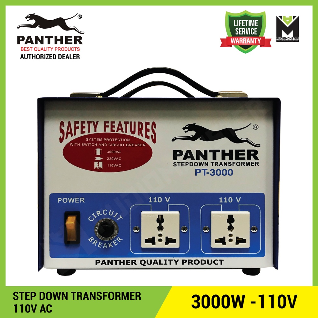 Panther PT 3000w-110v Step-down Transformer 3000 Watts, Input 220VAC ...