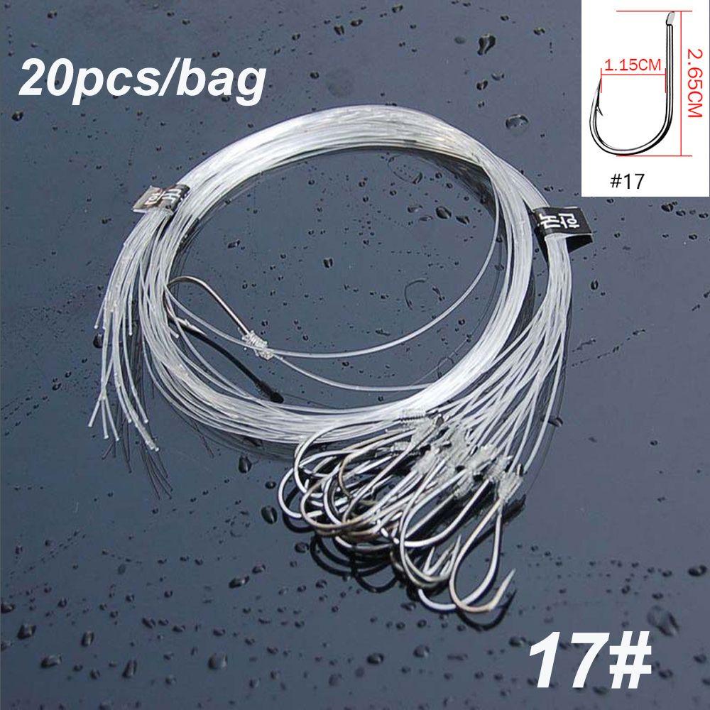 LETTER 20/28pcs Sharp Fishing Hook with Line Perforated Fish Bait Nylon ...