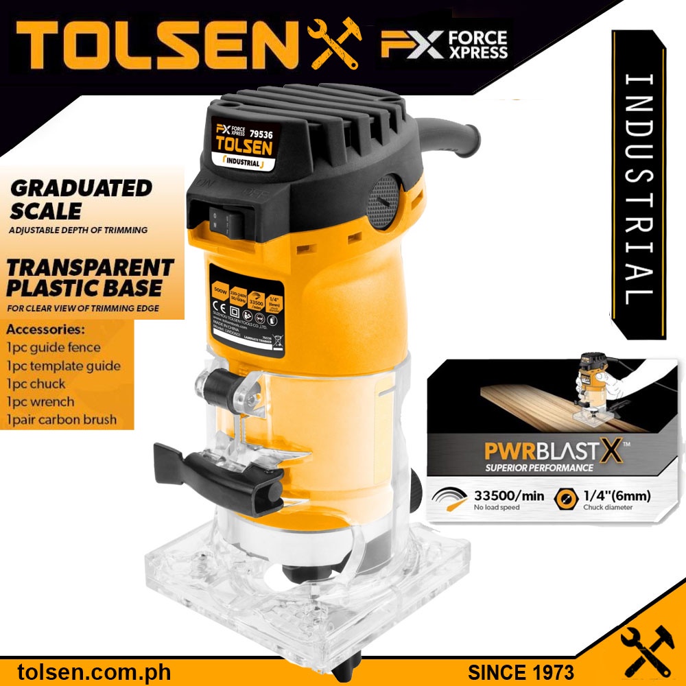 Tolsen 79539 Industrial Electric Laminate Trimmer / Router (500W ...