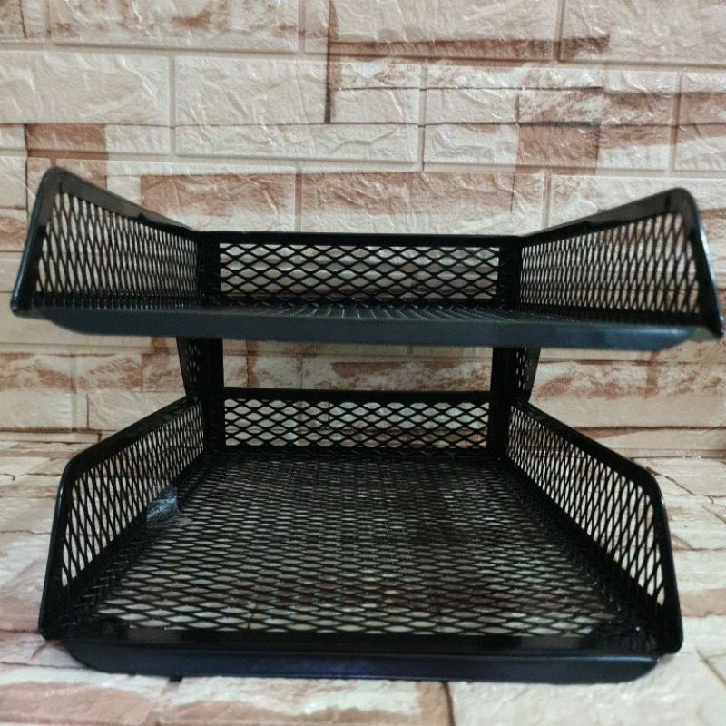 Metal Desk Tray File Organizer Document Paper Tray 2 Layers | Shopee ...