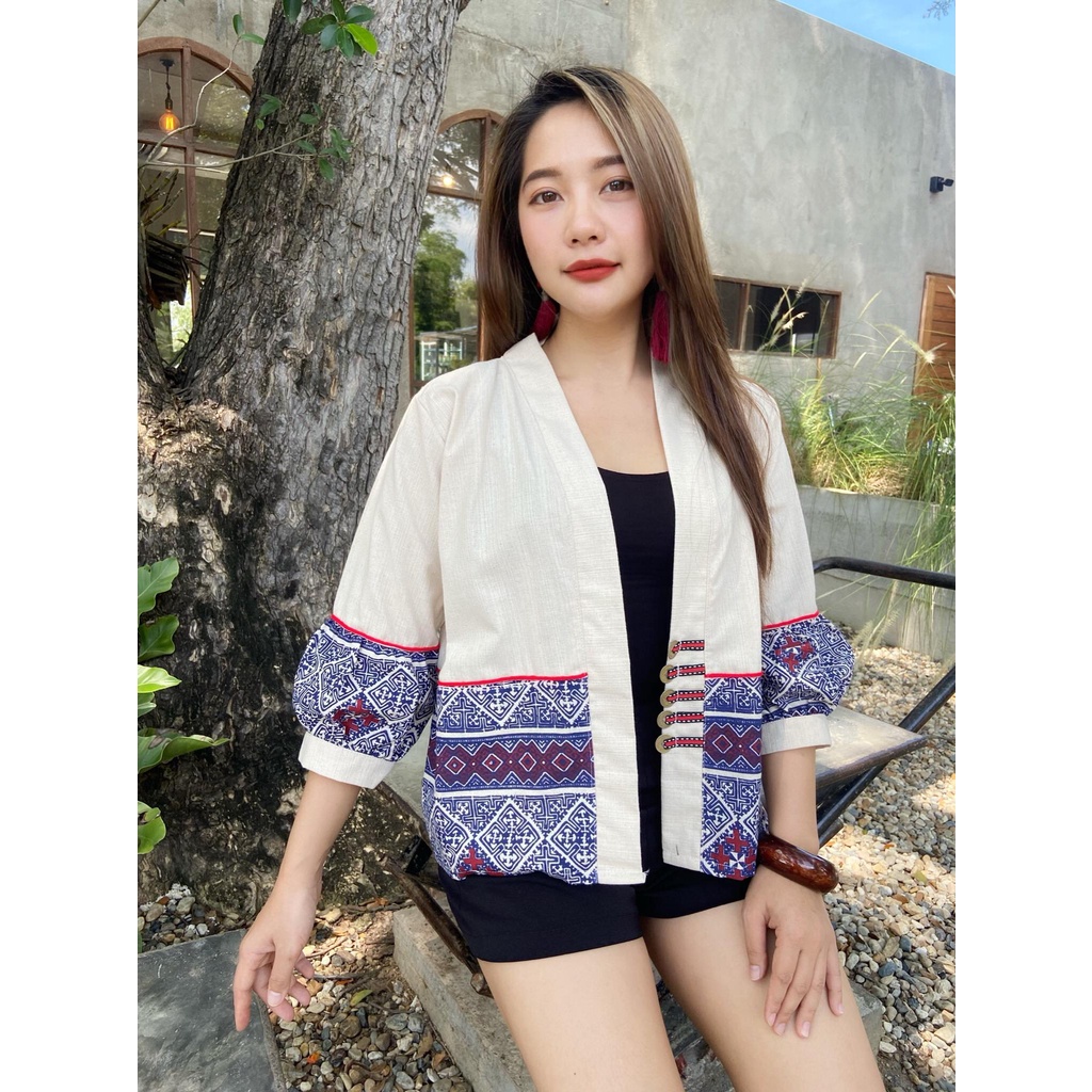 Cotton Robe Hmong Style Thai Pattern Fabric Neat Sewing | Shopee ...