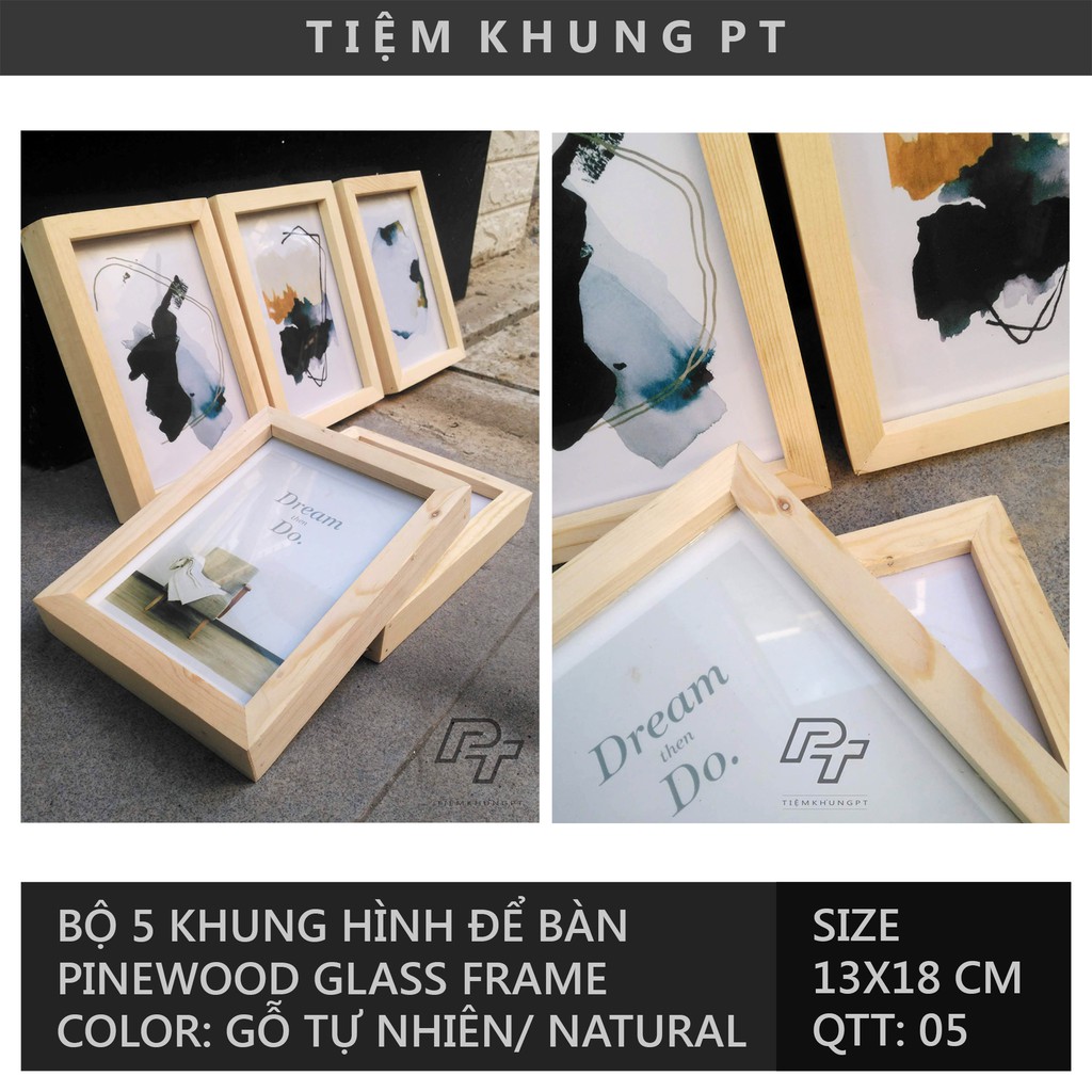 Combo of 5 tabletop and wall-mounted Picture frames 13x18 - Pine wood ...