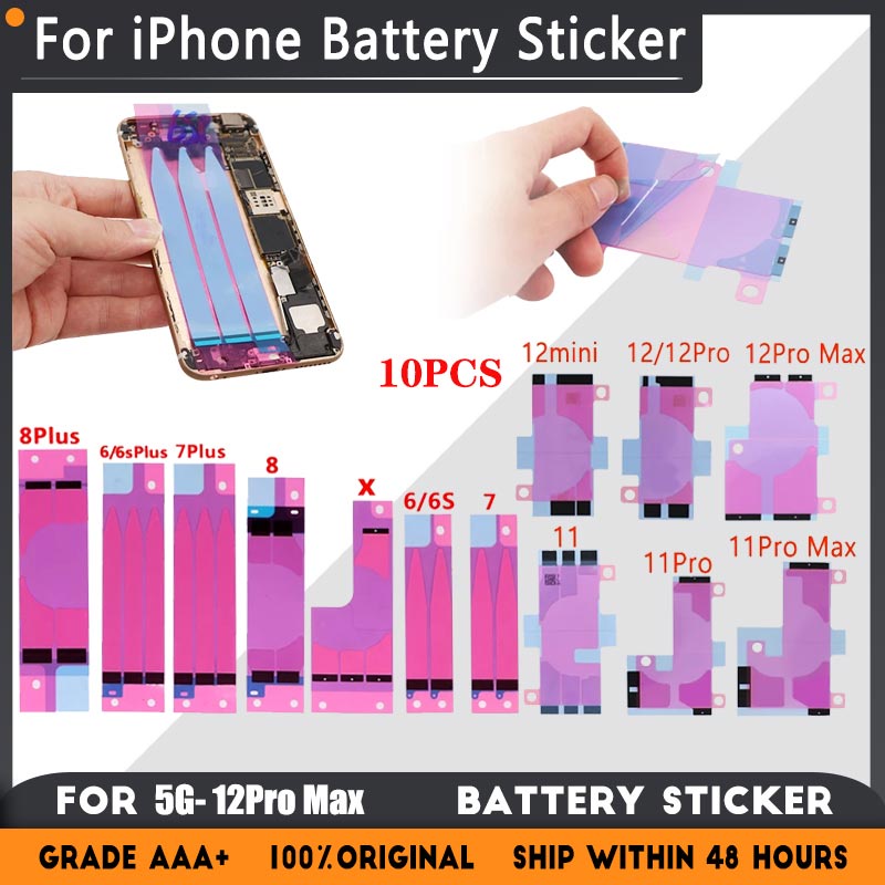 10Pcs Battery Adhesive Sticker for iPhone 7 7 Plus 8 8 Plus X XR XS ...