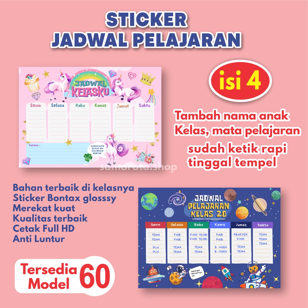 Lesson schedule stickers, school lesson schedules, custom school lesson ...