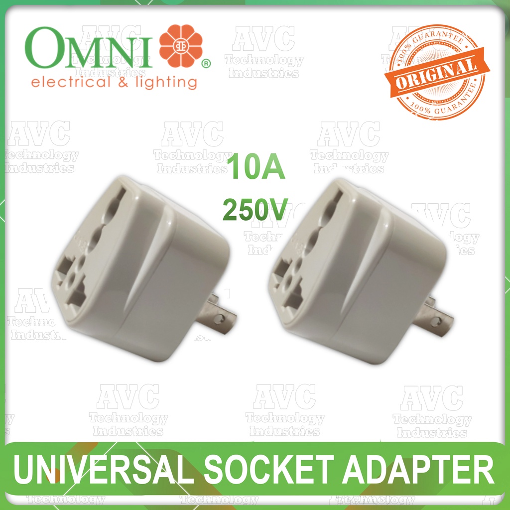 OMNI Universal Socket Adapter 10A 250V WUA-002 2pcs | Shopee Philippines