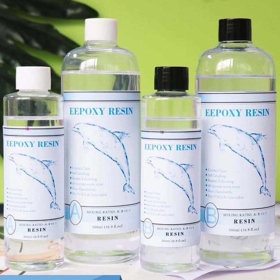 AB Crystal Glue Resin Kit 1KG , Epoxy Resin A 500ml + Epoxy hardener B ...