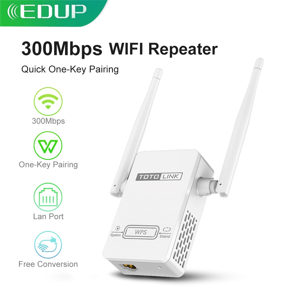 EDUP 300Mbps WiFi Repeater Wireless Extender 2*4dBi HighGain Antenna WiFi Router Wifi Signal ...