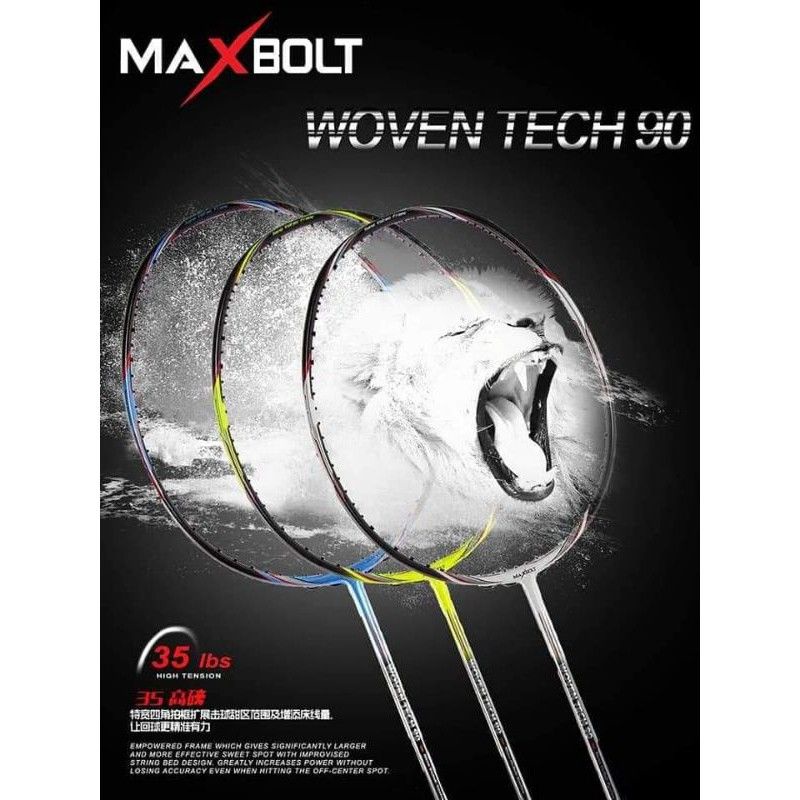 Racket Badminton MAXBOLT WOVEN TECH 90 [3in1 PRICE] INCLUDED STRING ...