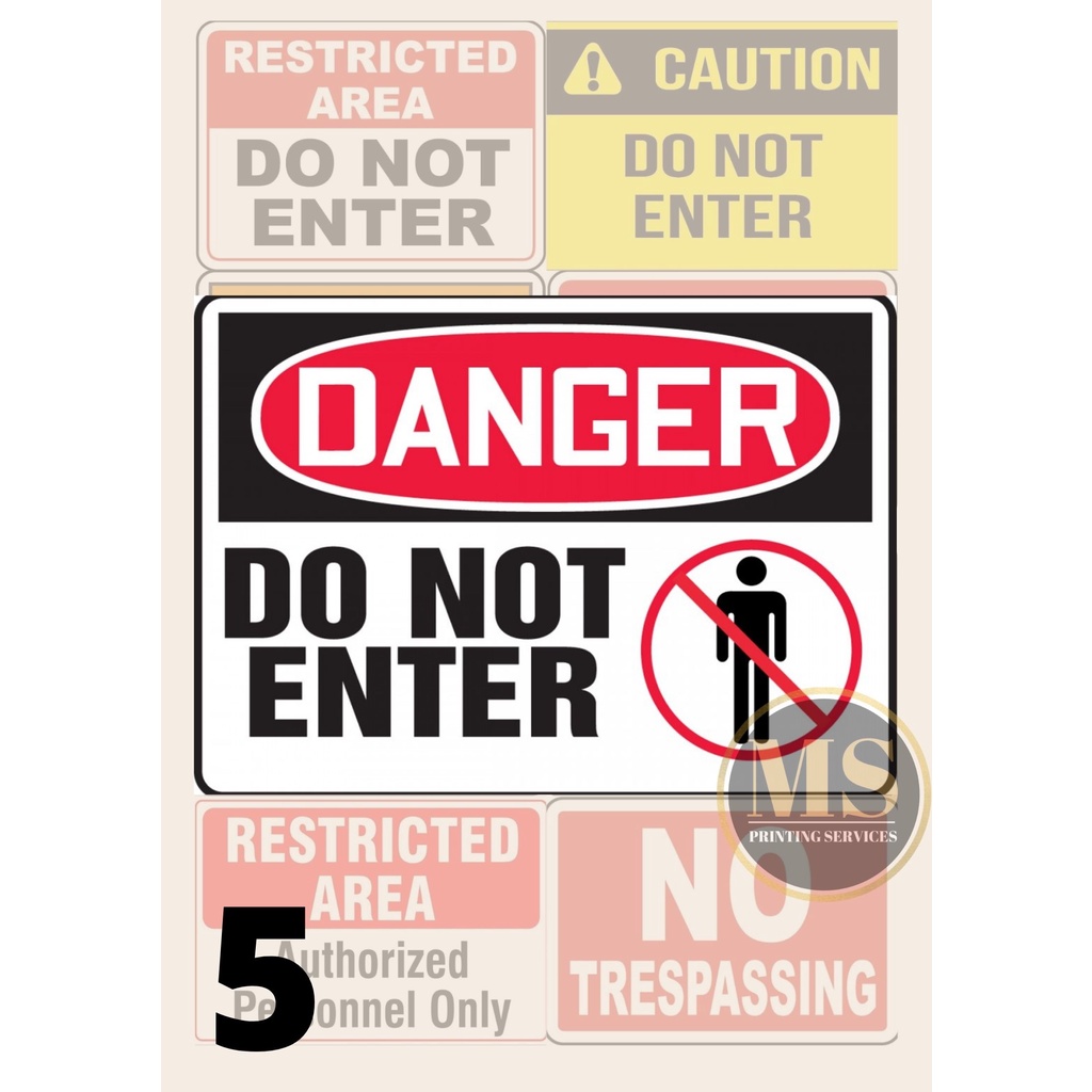 Restricted Area, No Trespassing, Do Not Enter Signages(Laminated ...