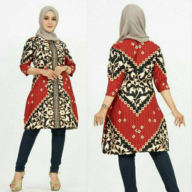 MERAH Batik Dres Agata Red Pattern | Shopee Philippines