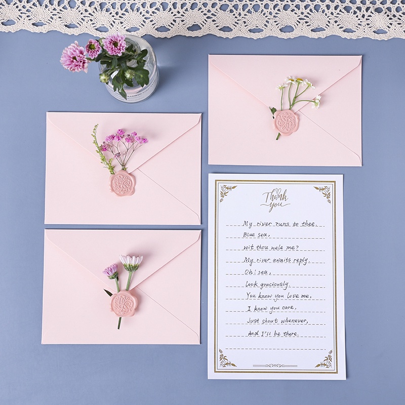 5 Pcs Romantic Pink Envelopes Student Retro Sealing Stickers Thickened ...