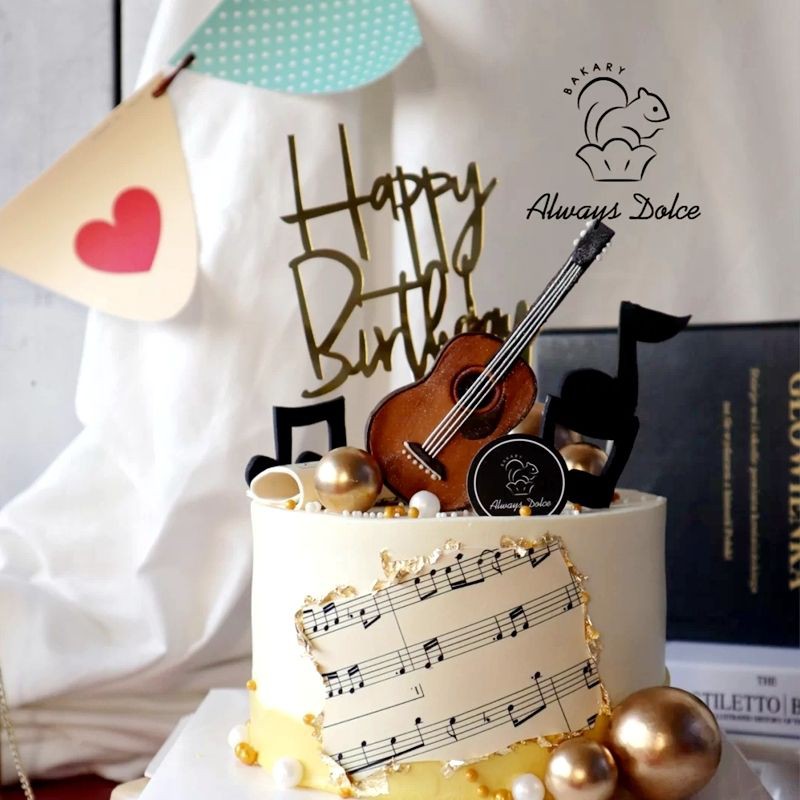 Music Theme cake decor Music Theme cake Decorating Plug-In Guitar cake ...